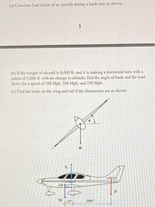Solved (a) Calculate load factor of an aircmft during a bank | Chegg.com