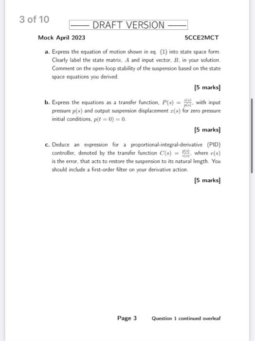 Solved DRAFT VERSION (a) Mock April 2023 1. | Chegg.com