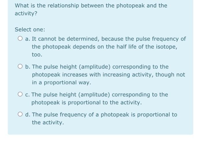 Solved What is the relationship between the photopeak and | Chegg.com