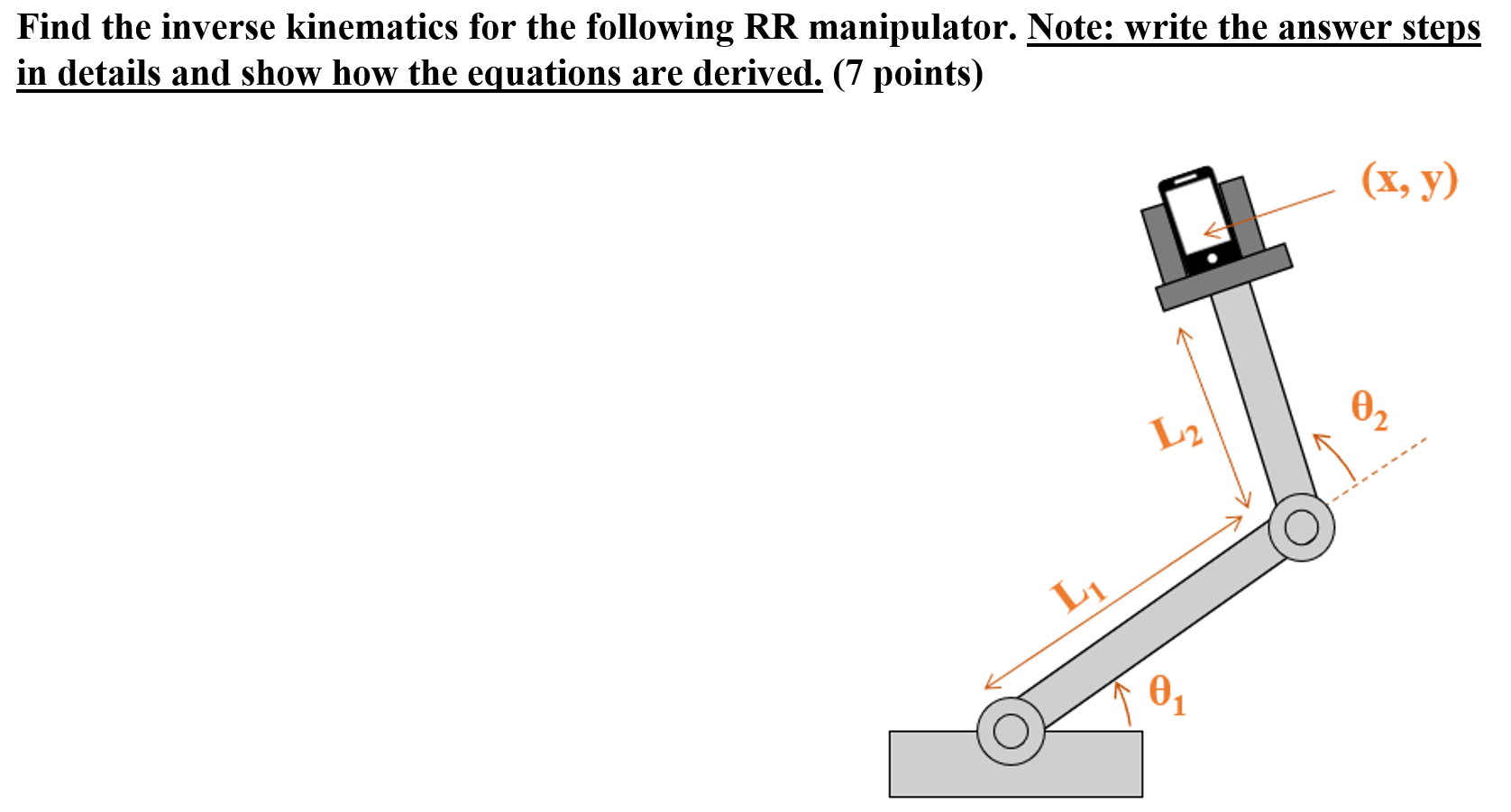 Solved Find the inverse kinematics for the following RR | Chegg.com