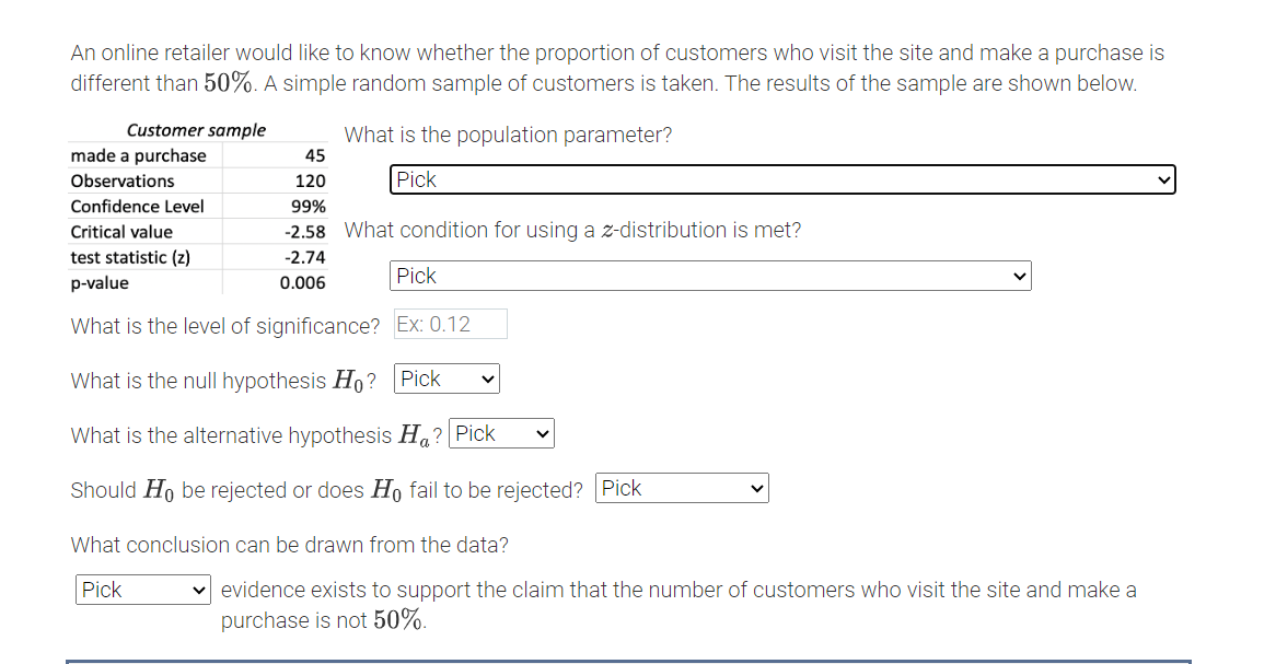 Solved An online retailer would like to know whether the | Chegg.com