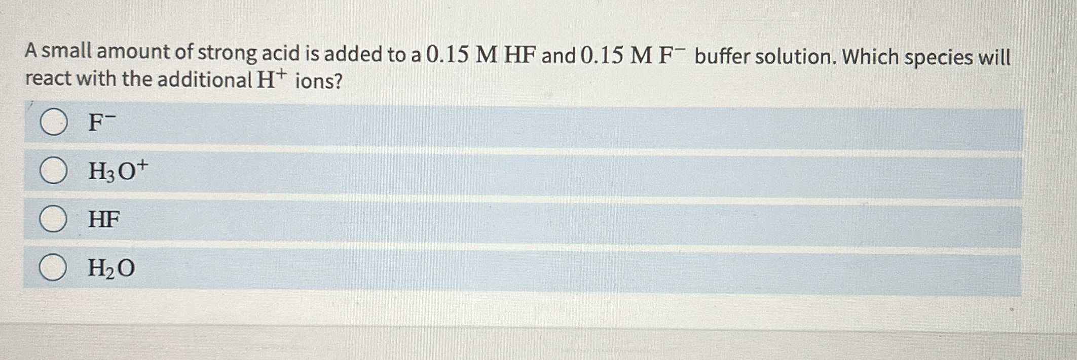 Solved A small amount of strong acid is added to a 0.15 ﻿M | Chegg.com