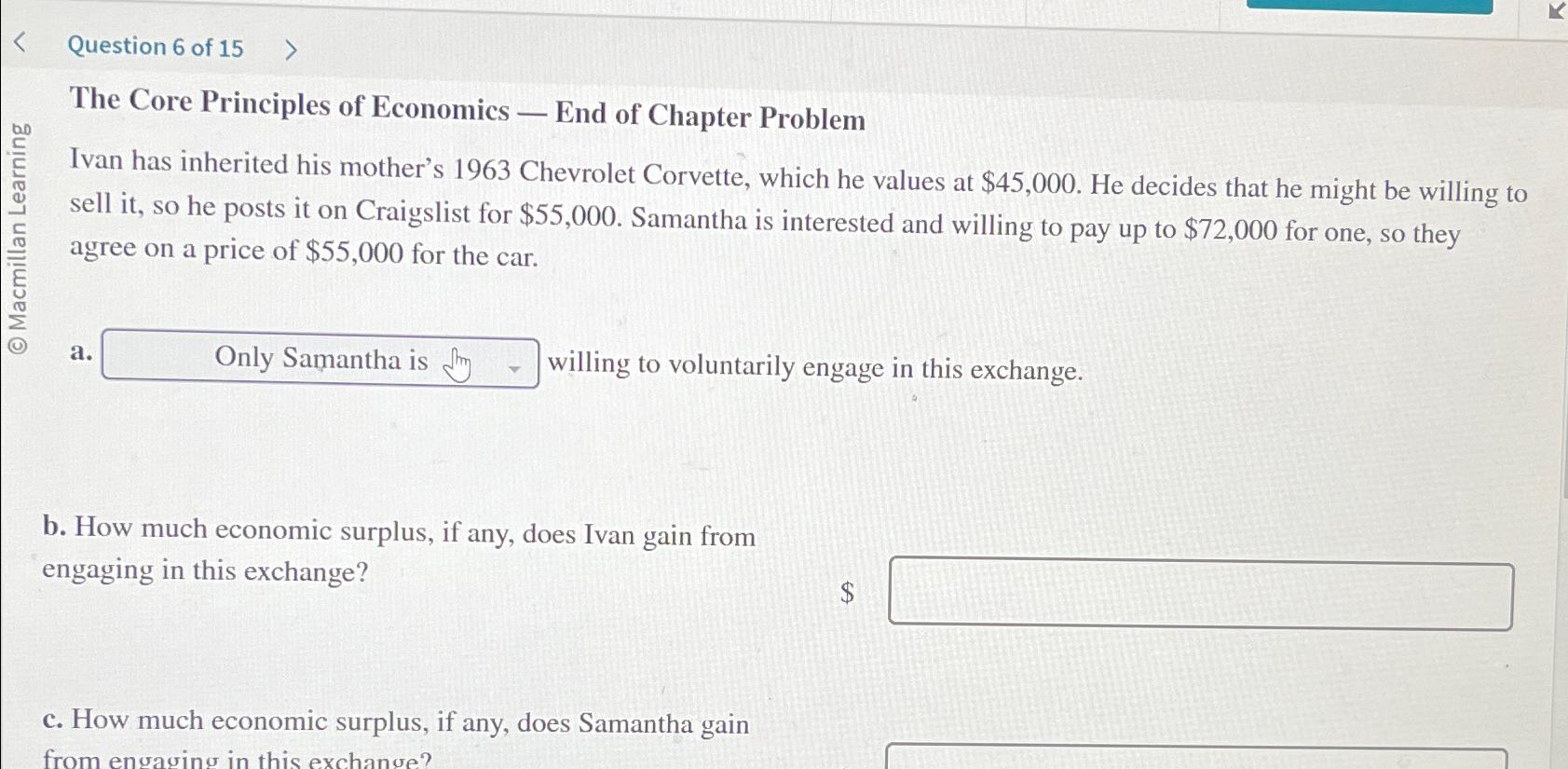 Solved Question 6 ﻿of 15The Core Principles of Economics - | Chegg.com