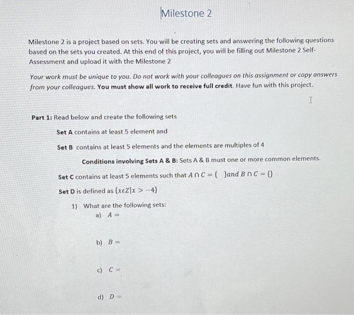 Solved Milestone 2 is a project based on sets. You will be | Chegg.com