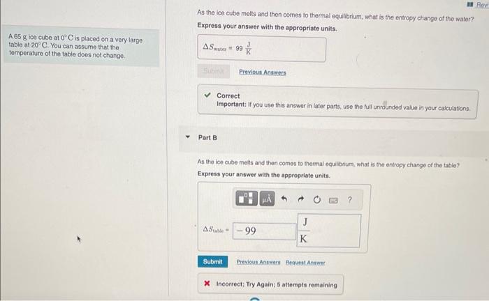 Solved As the ice cube melts and then comes to thermal | Chegg.com