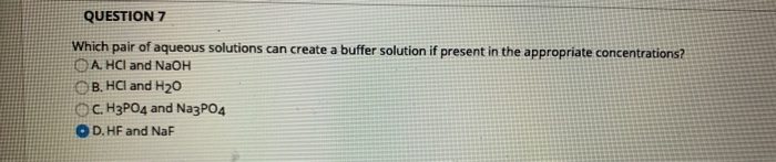 Solved QUESTION 7 Which pair of aqueous solutions can create | Chegg.com