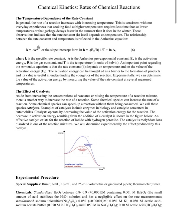 E4 Kinetics: Rates of Chemical Reactions A Clock | Chegg.com