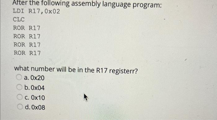 Solved After the following assembly language program: LDI | Chegg.com