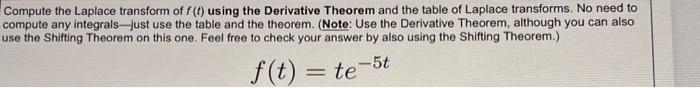Solved Compute the Laplace transform of f(t) using the | Chegg.com