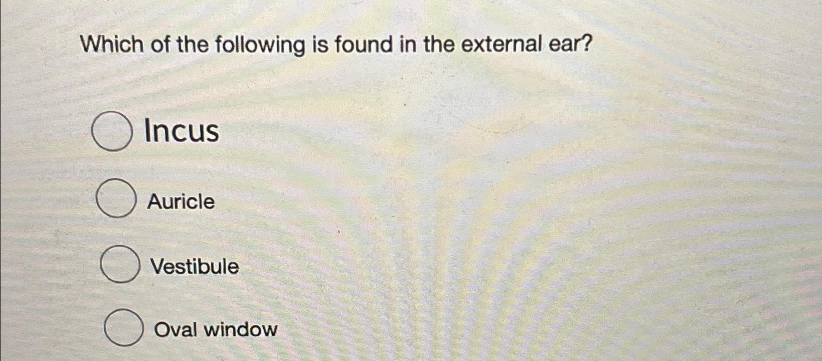 Solved Which of the following is found in the external | Chegg.com