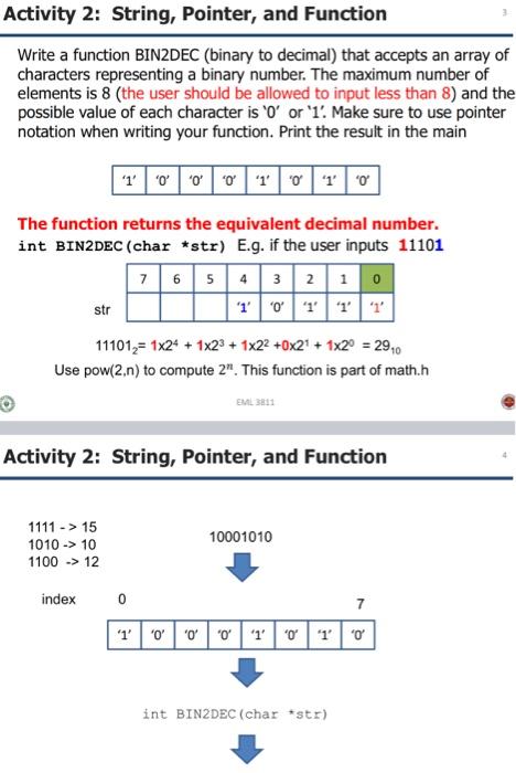 Solved Activity 2: String, Pointer, and Function Write a | Chegg.com