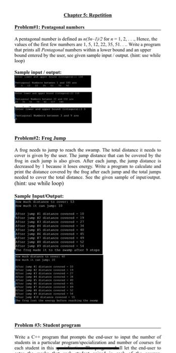 Solved Chapter 5: Repetition Problem#1: Pentagonal numbers A | Chegg.com