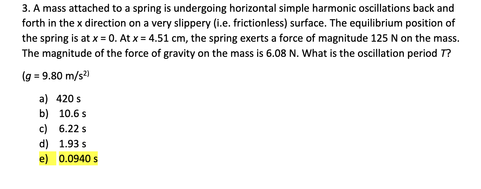 Solved A mass attached to a spring is undergoing horizontal | Chegg.com