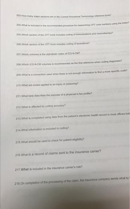 Solved 203. How many major sections are in the Current | Chegg.com