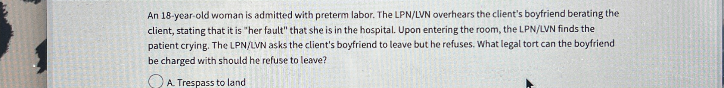 Solved An 18-year-old woman is admitted with preterm labor. | Chegg.com