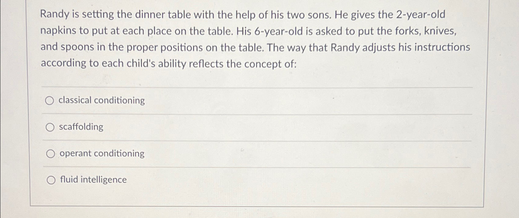 Solved Randy is setting the dinner table with the help of | Chegg.com