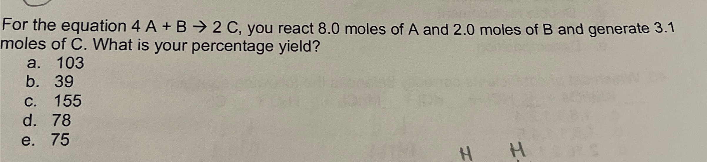 Solved For the equation 4A+B→2C, ﻿you react 8.0 ﻿moles of A | Chegg.com