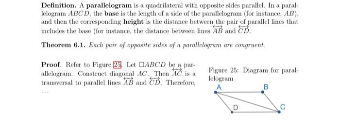 Solved Definition. A parallelogram is a quadrilateral with | Chegg.com
