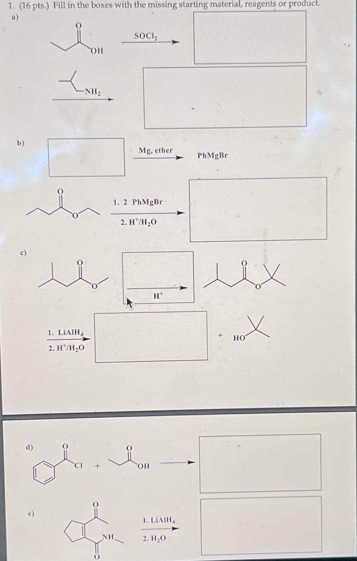 Solved (16 ﻿pts.) ﻿Fill in the boxes with the missing | Chegg.com