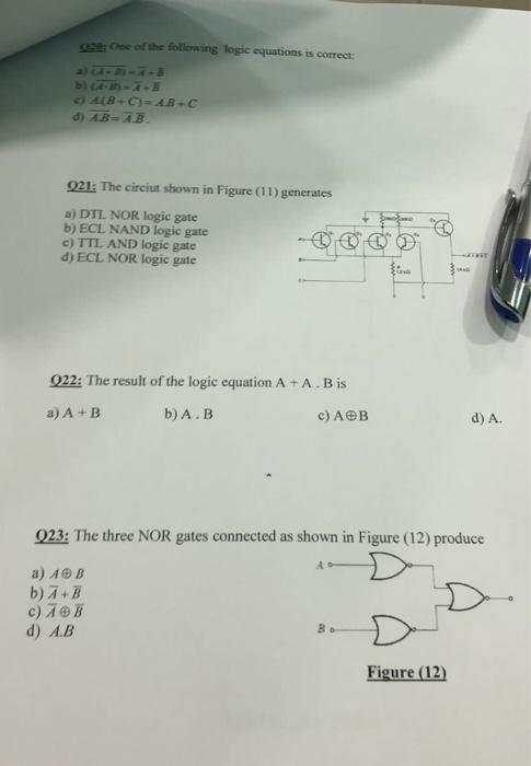 Solved Q3z: Moc ef the following logic equations is correct: | Chegg.com