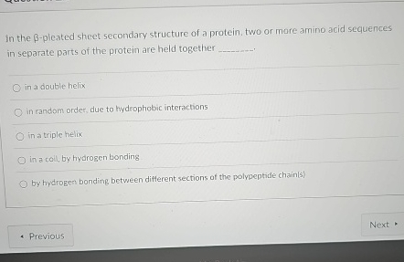 Solved in the β-pleated sheet secondary structure of a | Chegg.com