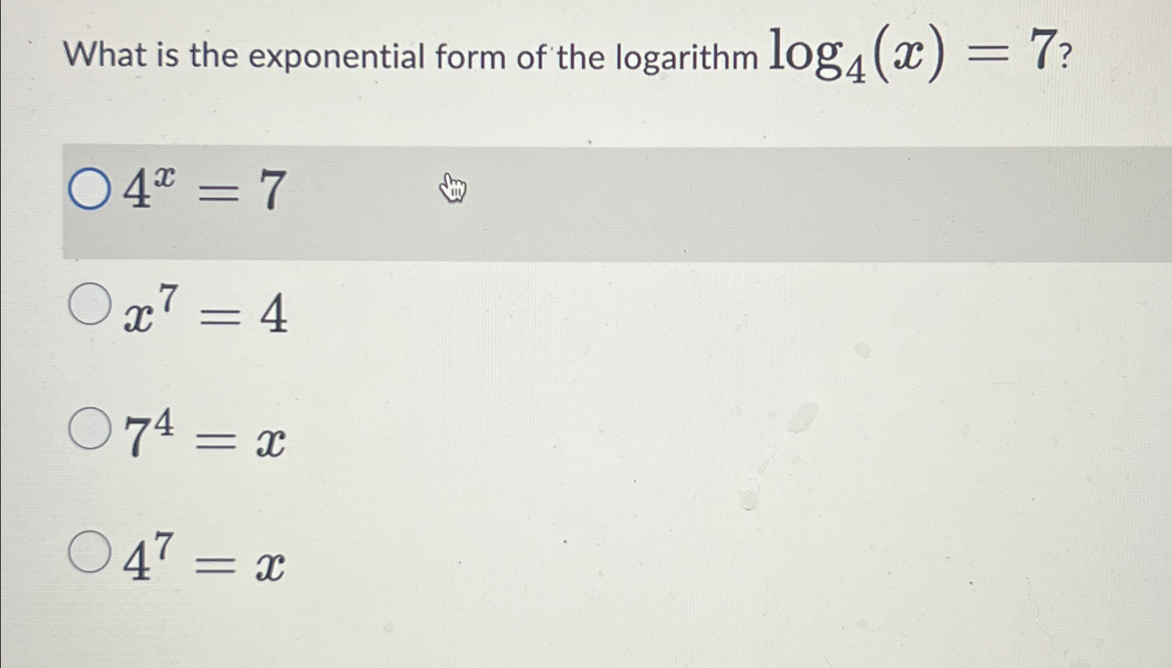 Solved What is the exponential form of the logarithm | Chegg.com