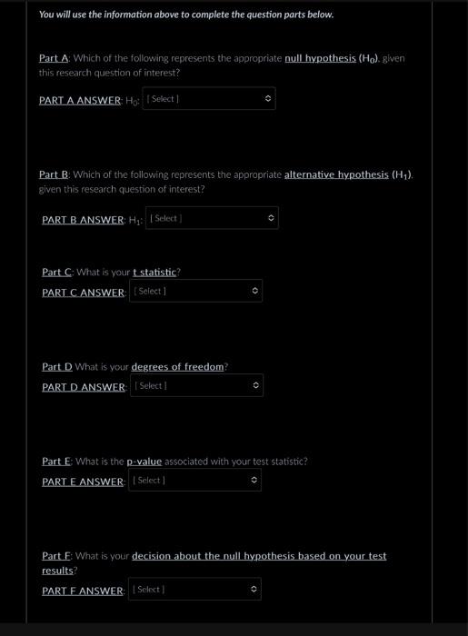 Solved You will use the information above to complete the | Chegg.com