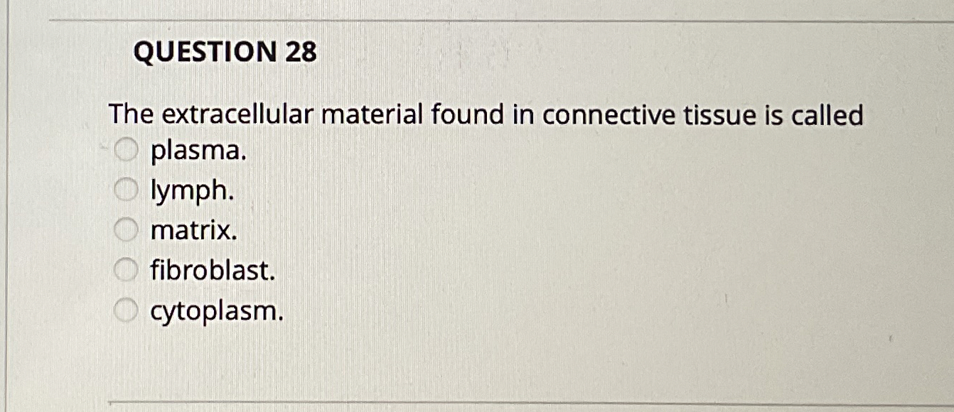 Solved QUESTION 28The extracellular material found in | Chegg.com