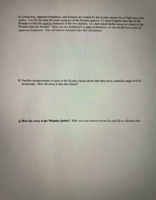 for 2) Main Sequence Fitting (25 pts) is a | Chegg.com