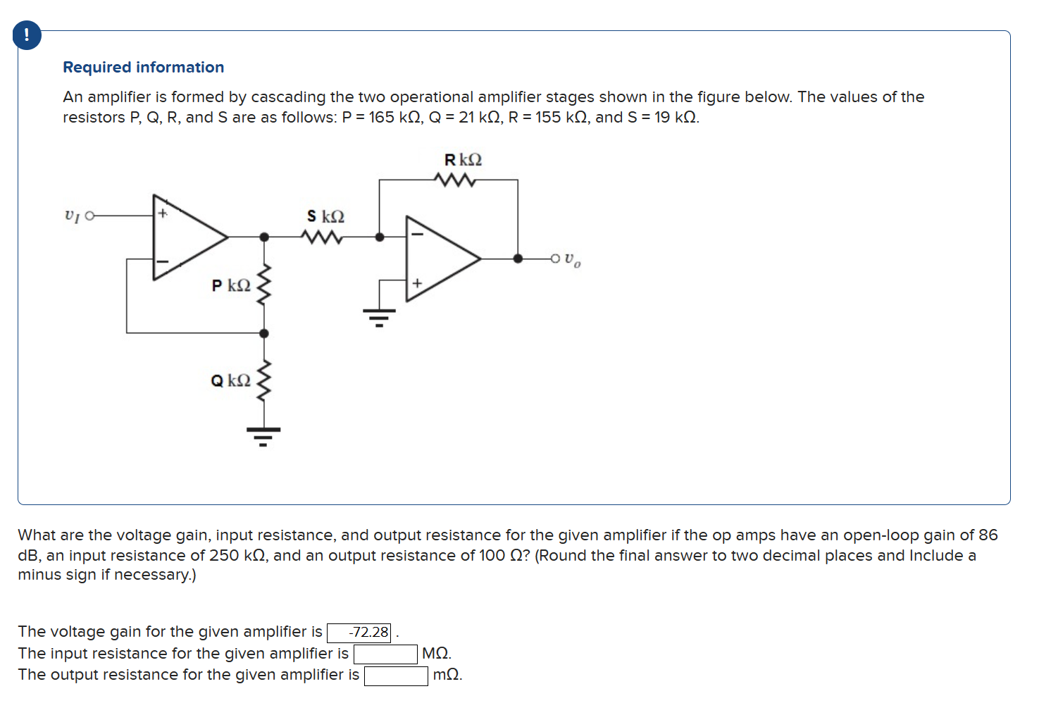 Solved What are the input resistance, and output resistance | Chegg.com