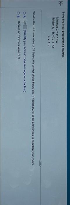 Solved Solve the linear programming problem. Minimize | Chegg.com