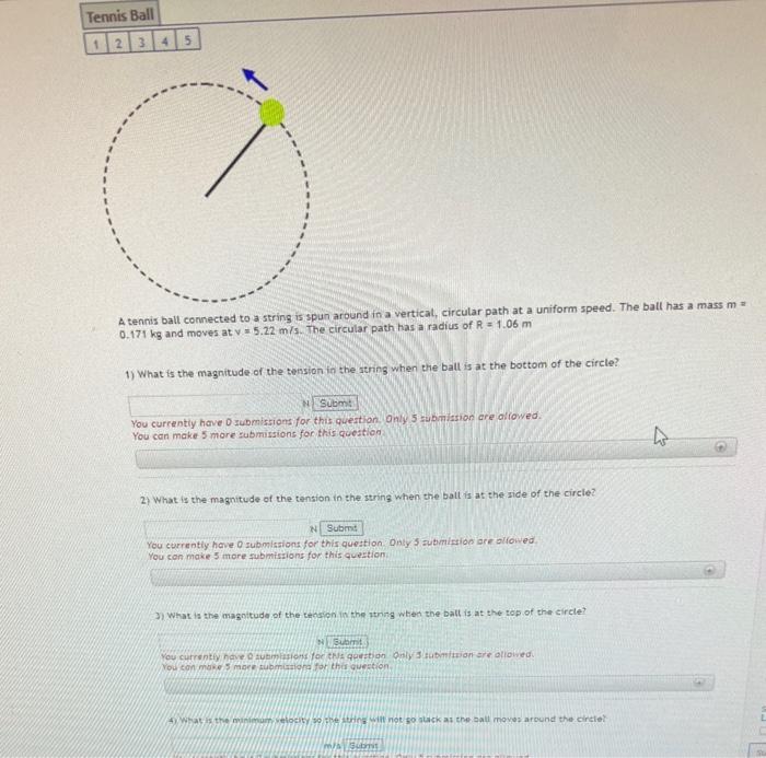 Solved A tennis ball connected to a string is spun around in | Chegg.com