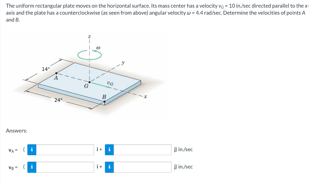 Solved The uniform rectangular plate moves on the horizontal | Chegg.com