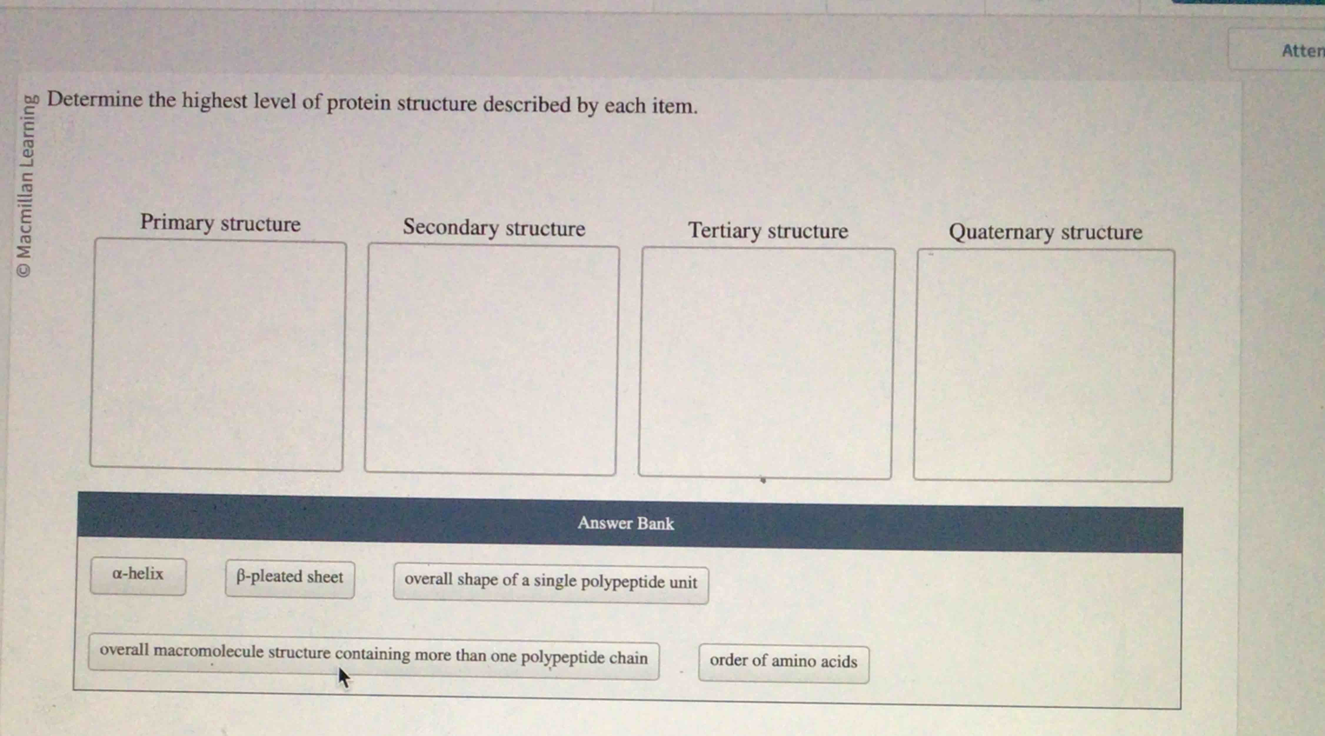 Solved Determine the highest level of protein structure | Chegg.com