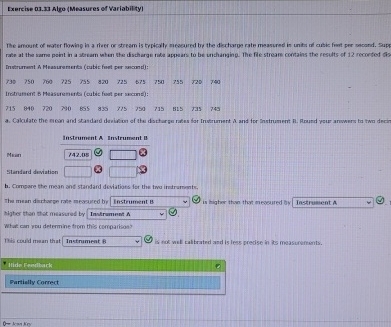 Solved Exercise 03.73 ﻿Algo (Measures of Variability) ﻿rabe | Chegg.com