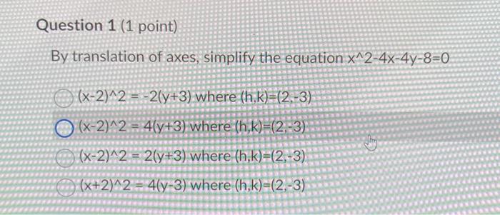 Solved By translation of axes, simplify the equation | Chegg.com