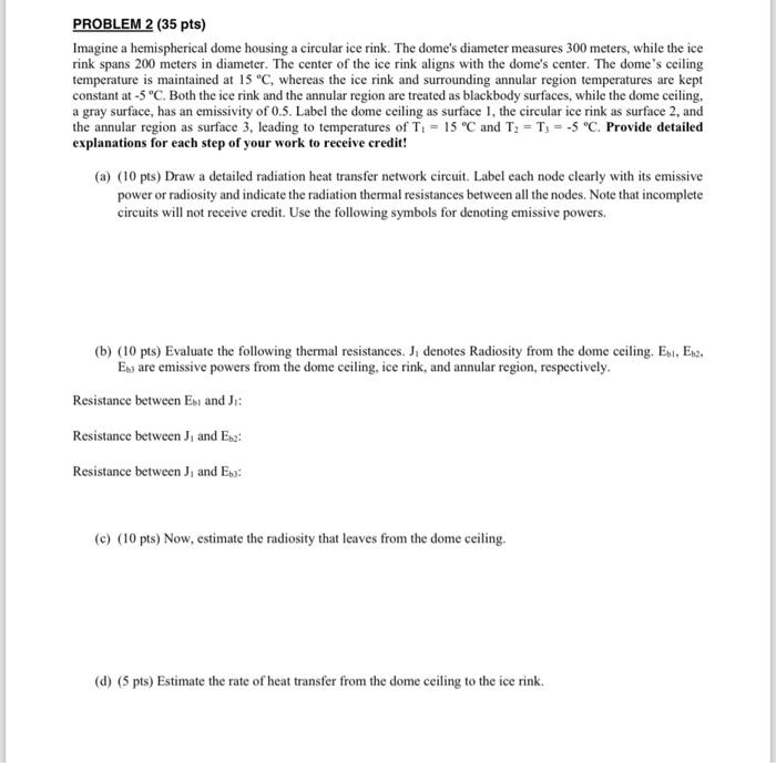 Solved PROBLEM 2 (35 pts) Imagine a hemispherical dome | Chegg.com