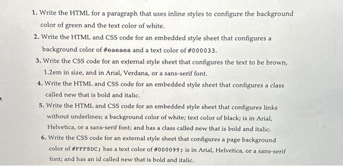 Solved 1. Write the HTML for a paragraph that uses inline | Chegg.com