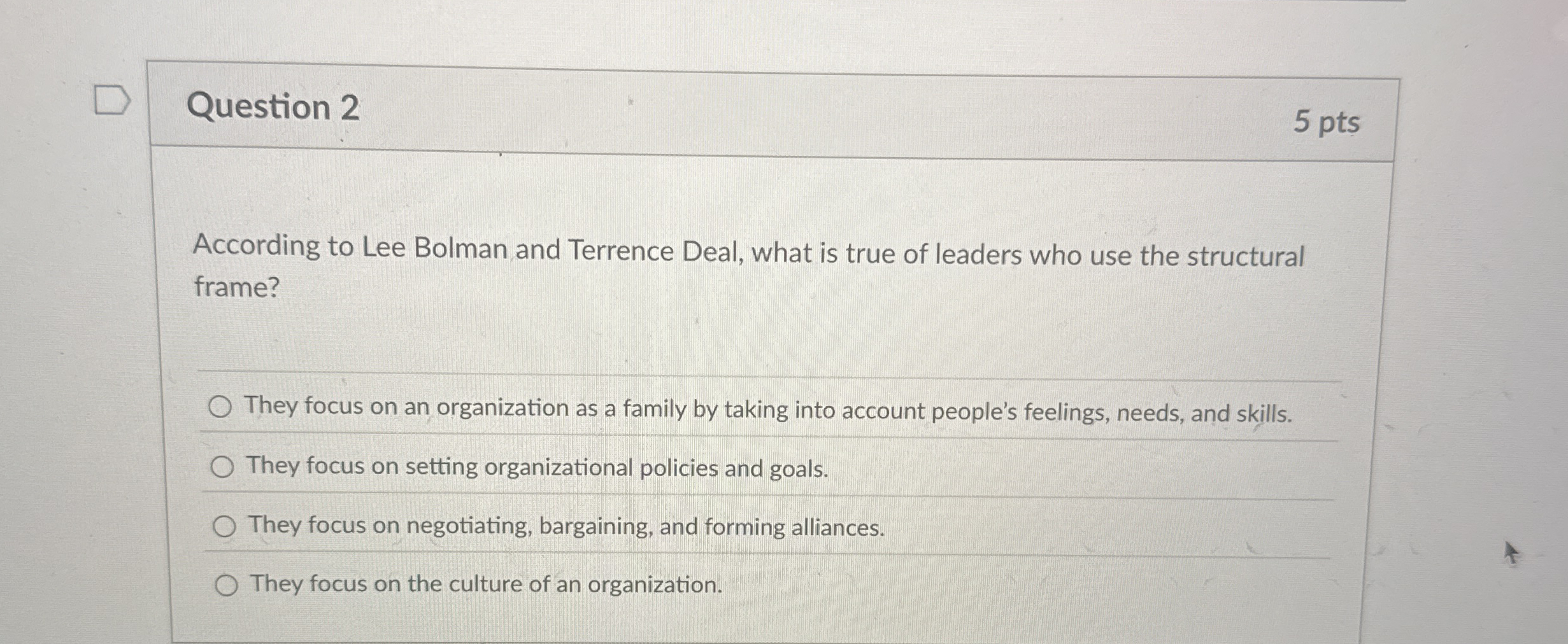 Solved Question 2According to Lee Bolman and Terrence Deal, | Chegg.com