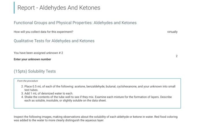 Solved Report - Aldehydes And Ketones Functional Groups and | Chegg.com