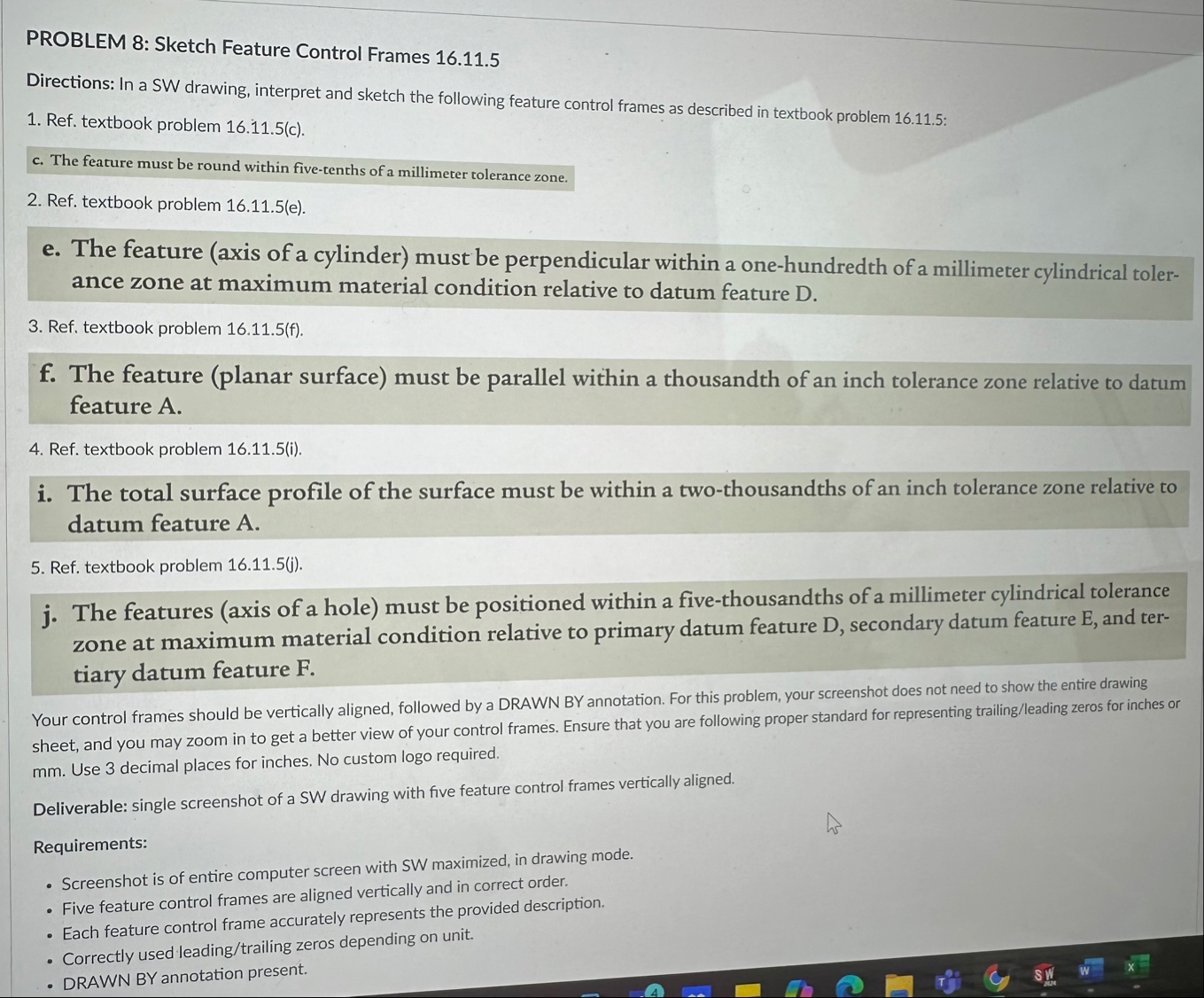 PROBLEM 8: Sketch Feature Control Frames | Chegg.com