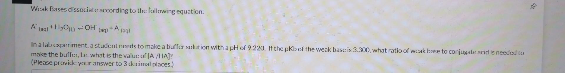 Solved Weak Bases Dissociate According To The Following
