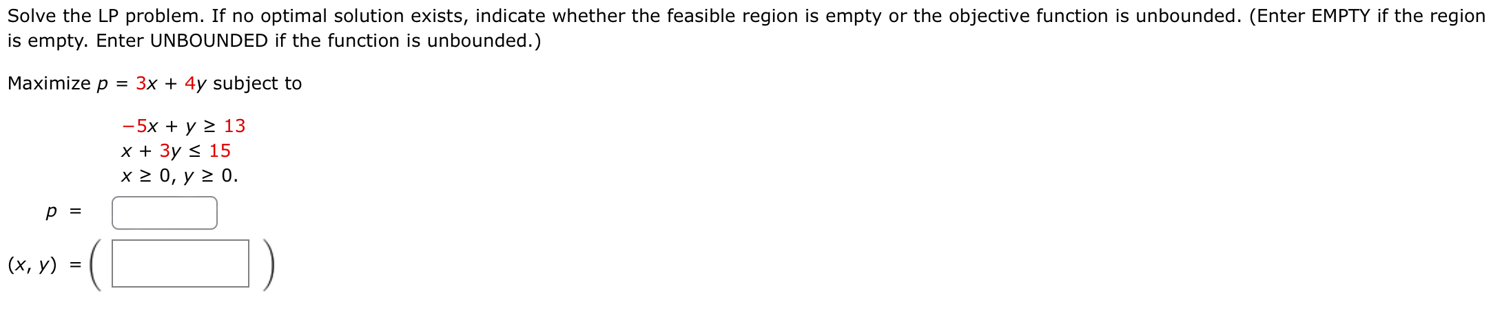 Solved Solve the LP problem. If no optimal solution exists, | Chegg.com