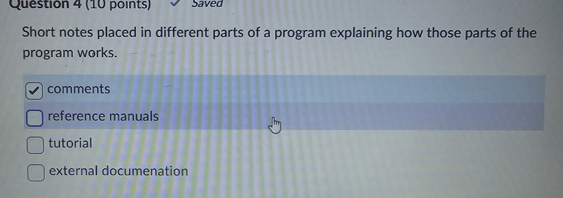 Solved Short notes placed in different parts of a program | Chegg.com