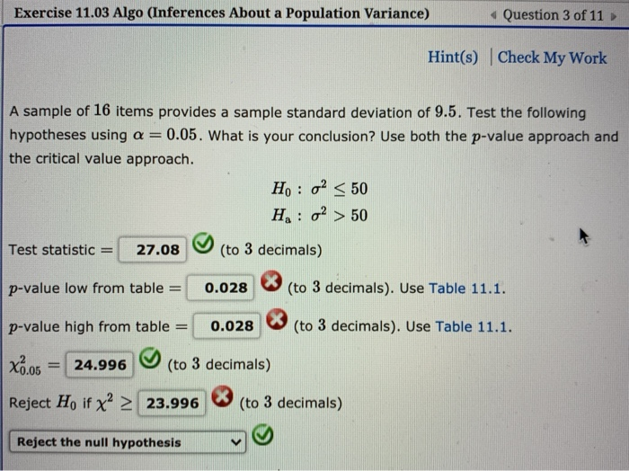 Solved Exercise 11.03 Algo (Inferences About a Population | Chegg.com