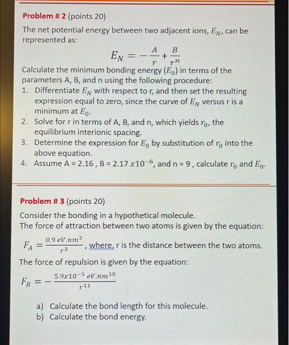 Solved The net potential energy between two adjacent ions, | Chegg.com