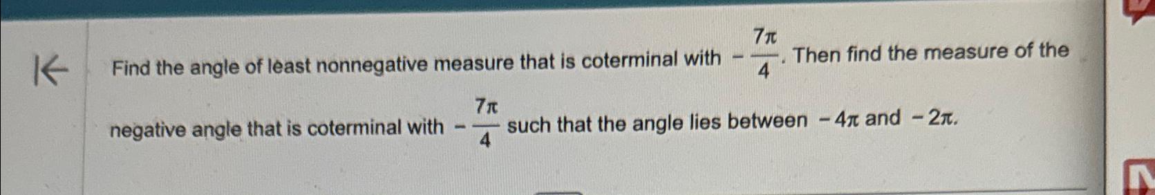 Solved Find the angle of least nonnegative measure that is | Chegg.com
