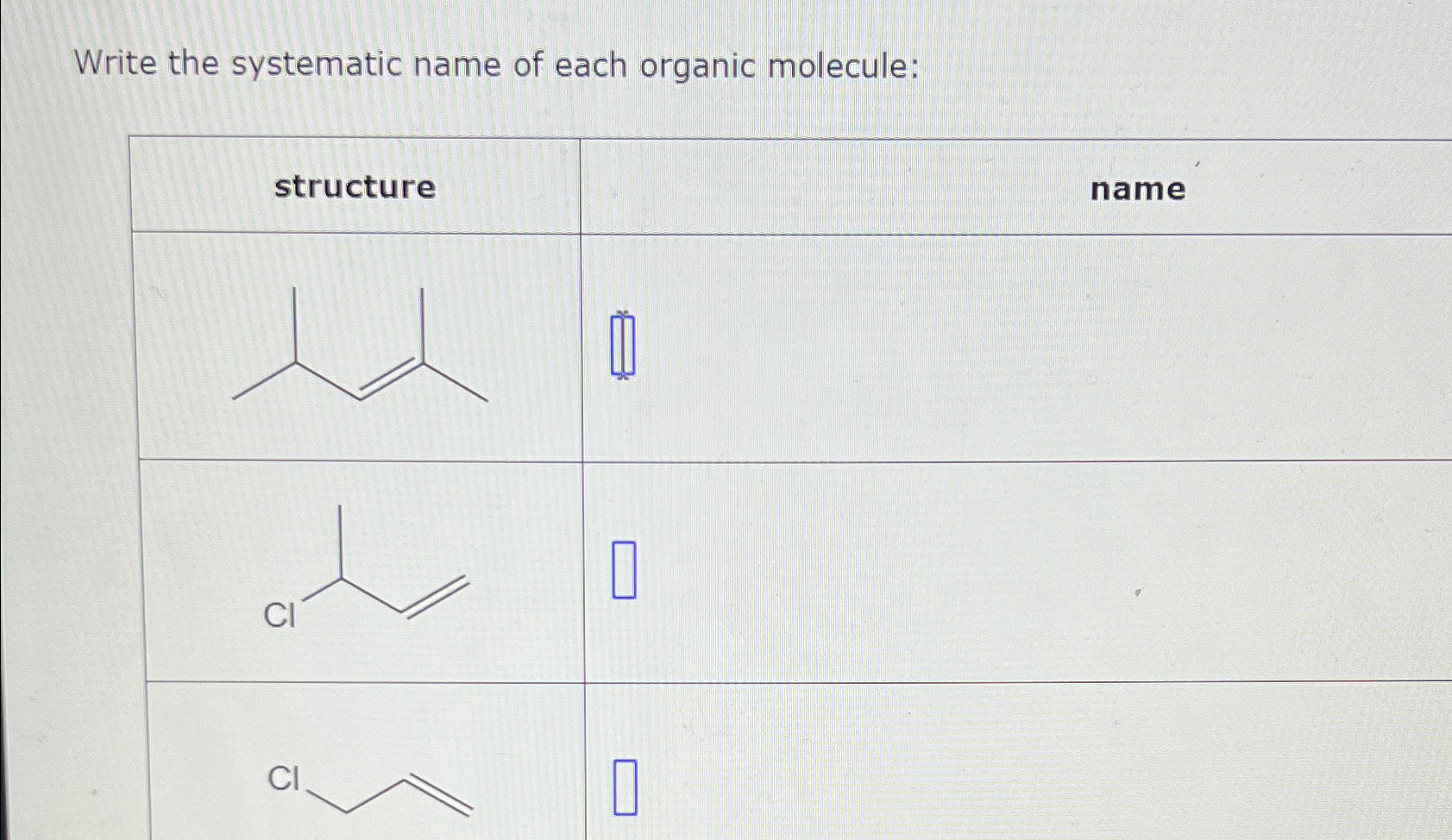 Solved Write the systematic name of each organic | Chegg.com