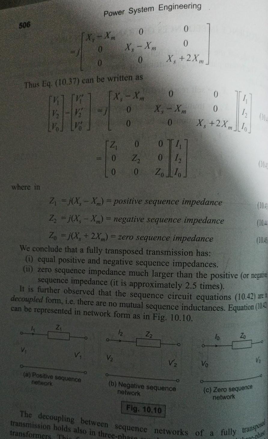 Solved SEQUENCE IMPEDANCES OF TRANSMISSION LINES 10.9 shows | Chegg.com