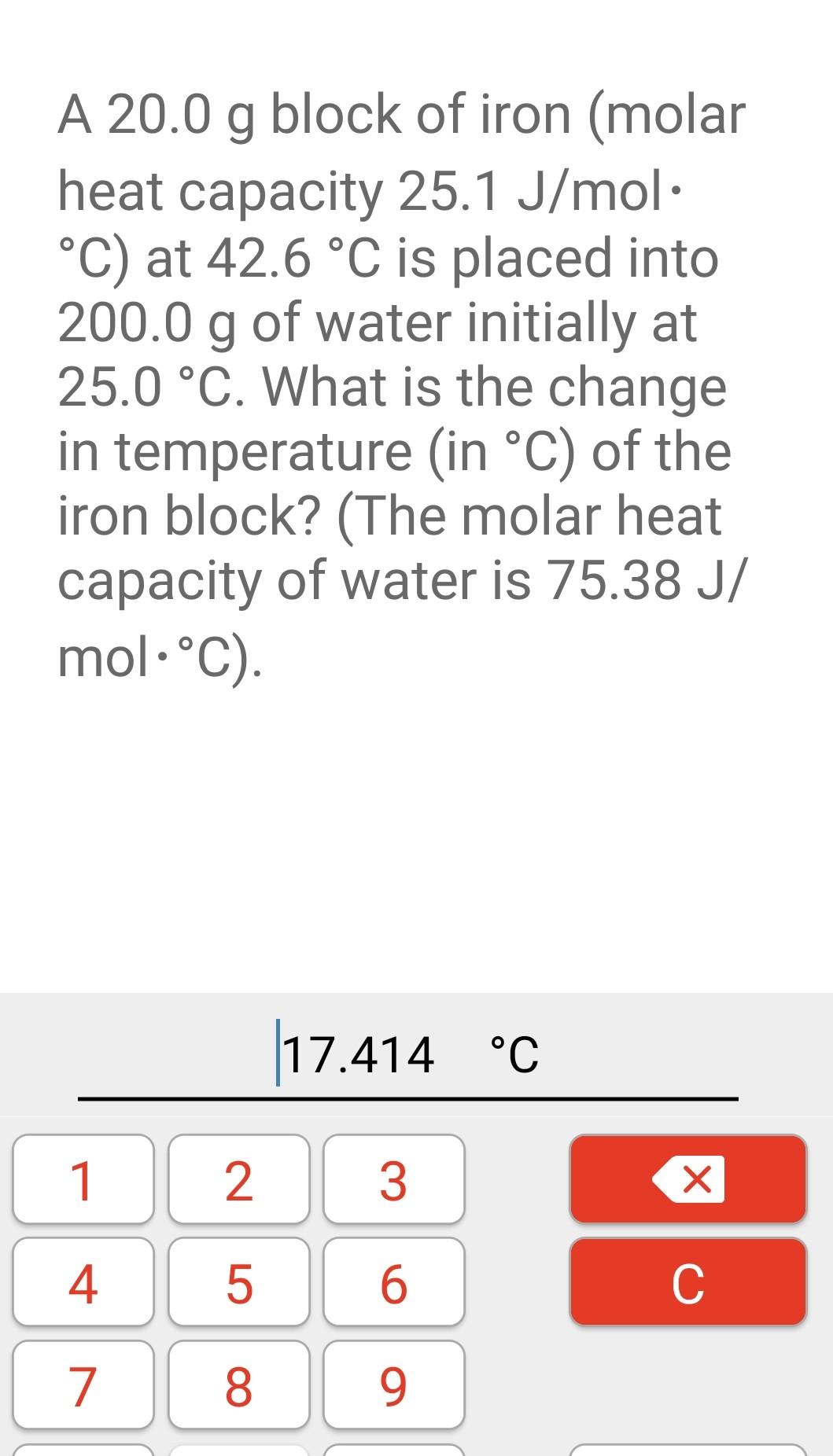 Solved A 20.0 g block of iron (molar heat capacity 25.1 | Chegg.com